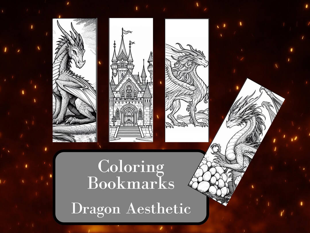 Dragon Coloring Bookmarks: Fantasy Printable Set (PDF Download) - Etsy