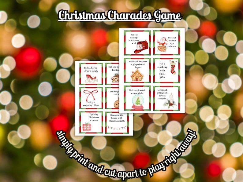 Christmas Charades, Printable Charades, Holiday Charades, Christmas ...