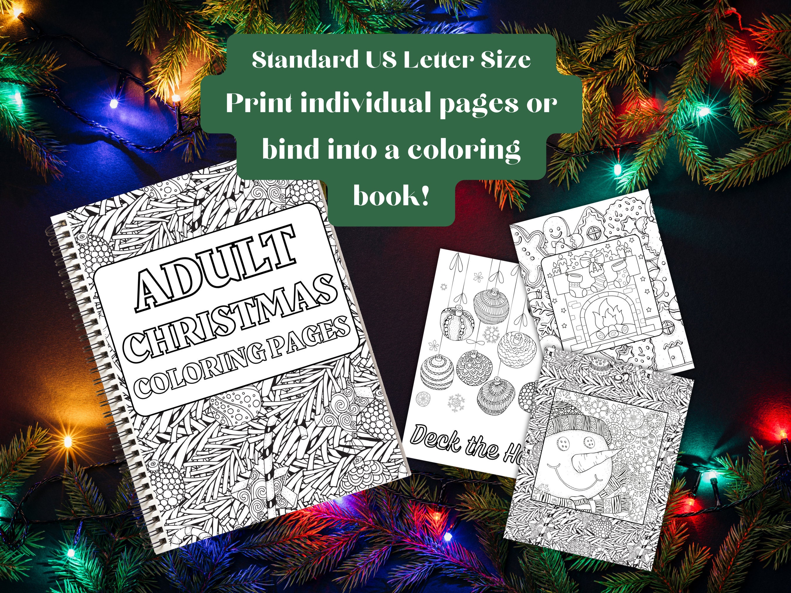Christmas Adult Coloring Sheets Christmas Coloring Pages - Etsy