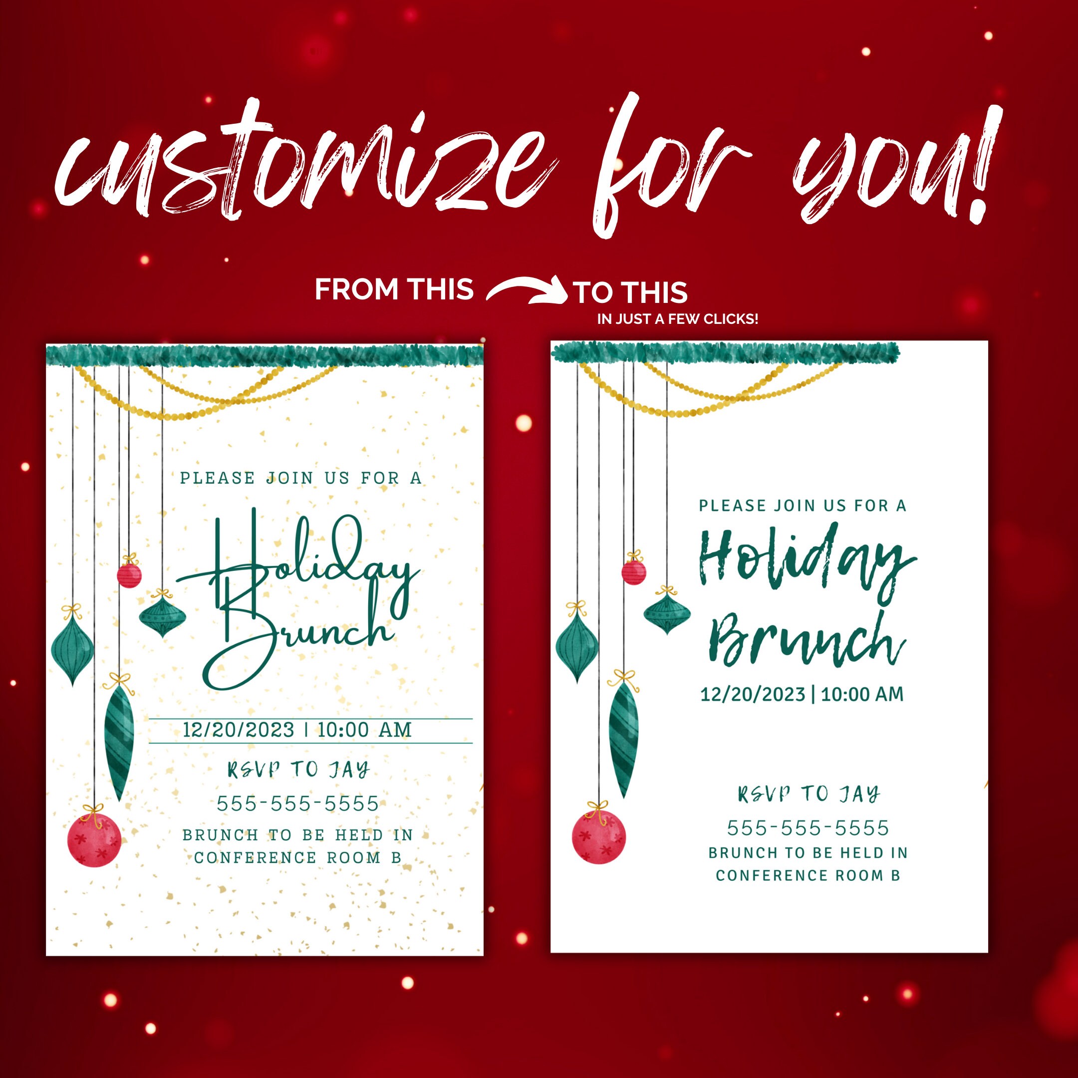 Christmas Office Party Invitation, Christmas Dinner Invitation, Office ...
