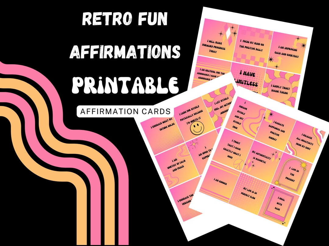 Retro Affirmation Cards Printable Affirmation Deck - Etsy