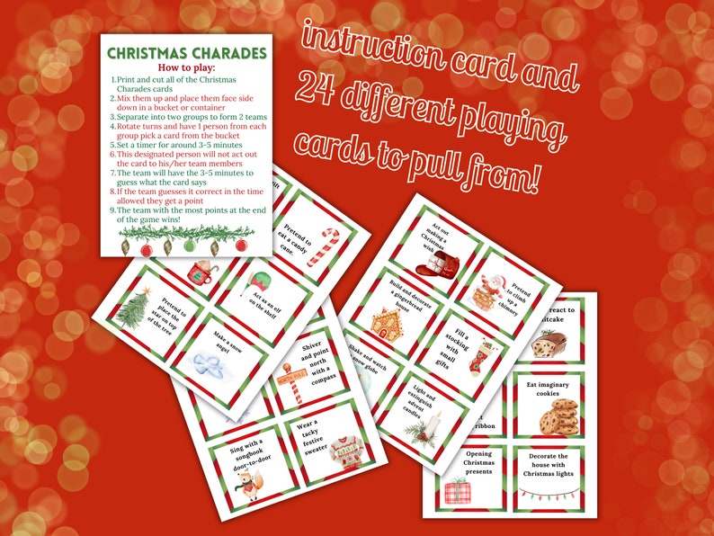 Christmas Charades, Printable Charades, Holiday Charades, Christmas ...
