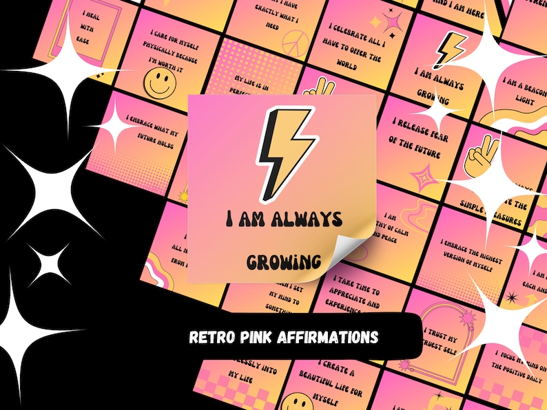 Retro Affirmation Cards Printable Affirmation Deck - Etsy