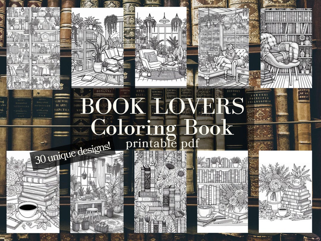 Book Lovers Adult Color Book Pages| Adult Coloration Pages| Bookish ...