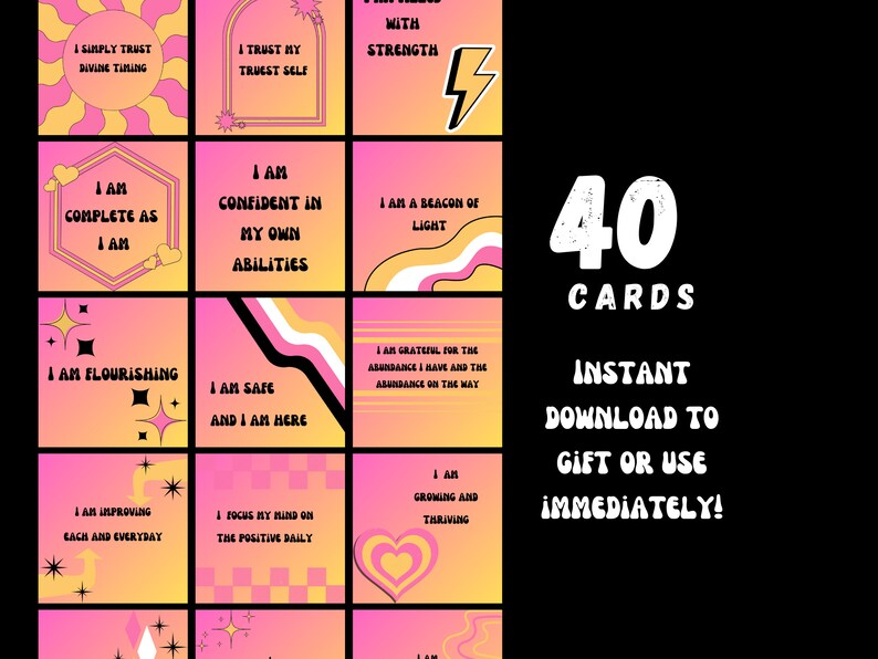 Retro Affirmation Cards Printable Affirmation Deck - Etsy
