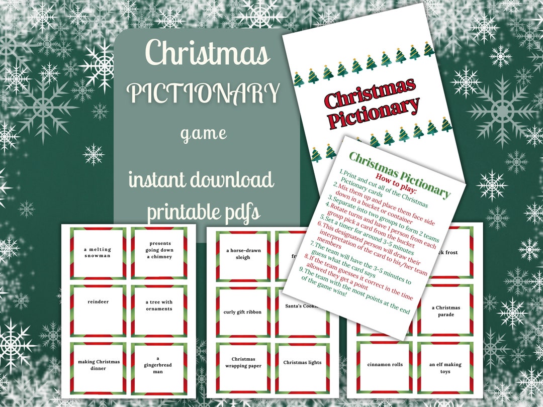 Christmas Pictionary Game, Printable Pictionary Game, Christmas ...