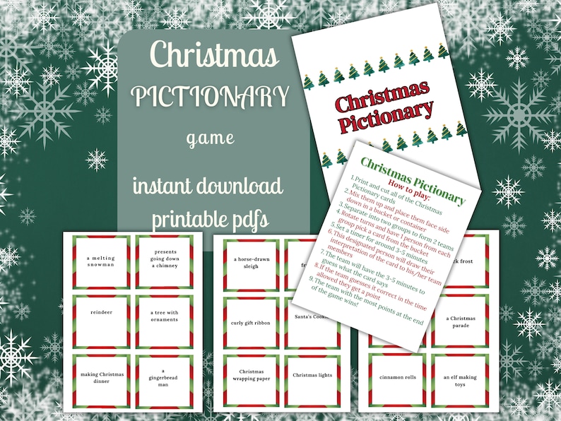 Christmas Pictionary Game, Printable Pictionary Game, Christmas ...