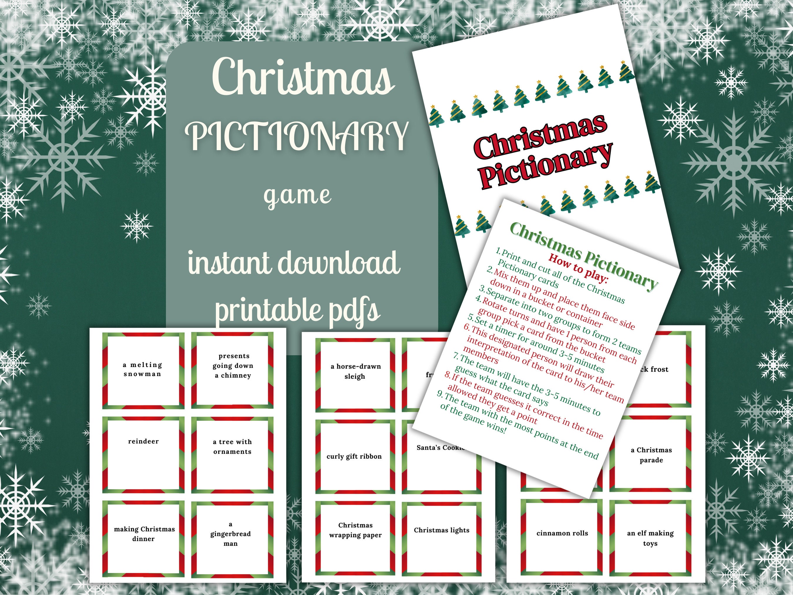Christmas Pictionary Game, Printable Pictionary Game, Christmas ...