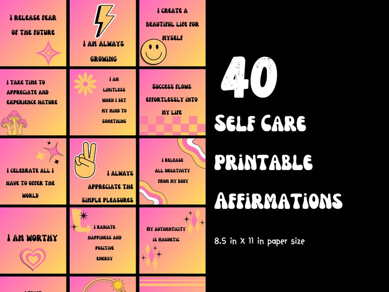 Retro Affirmation Cards Printable Affirmation Deck - Etsy