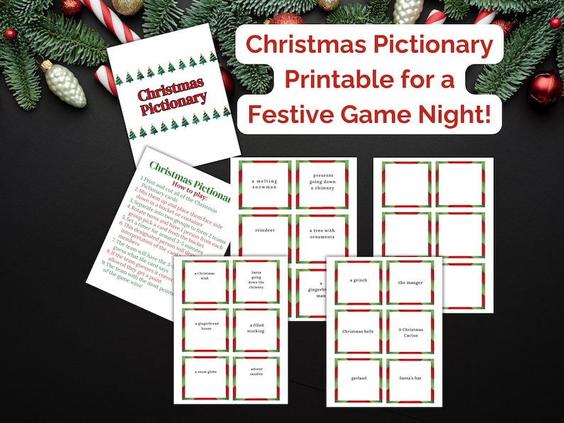 Christmas Pictionary Game, Printable Pictionary Game, Christmas ...