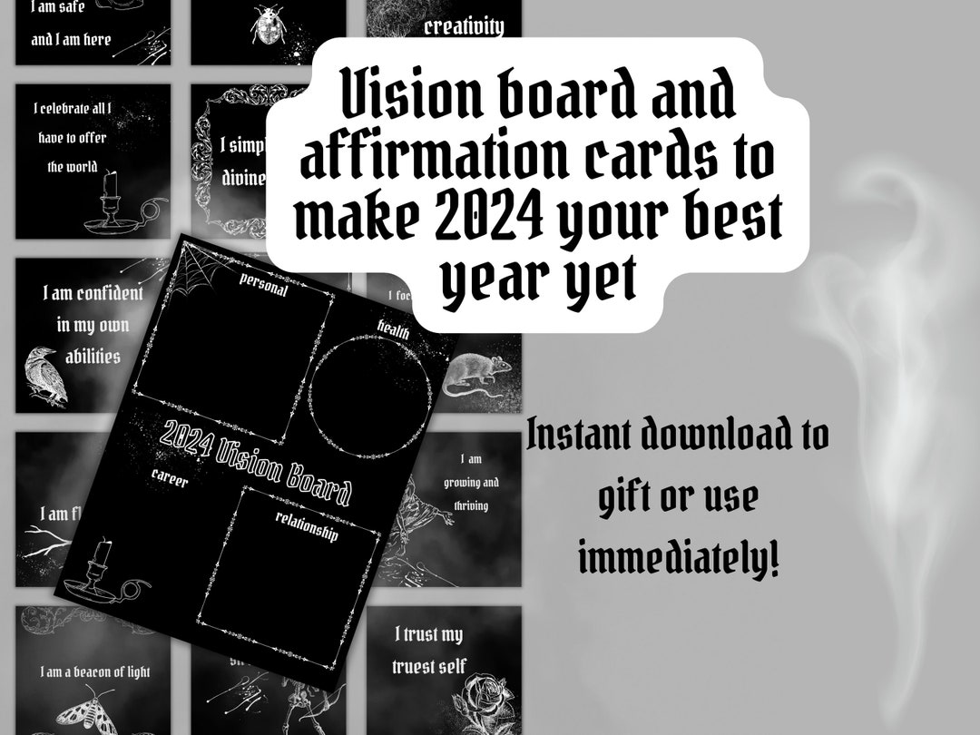 Goth Vision Board, Gothic Affirmation Cards, Printable Affirmations, Digital Affirmations, Dark ...