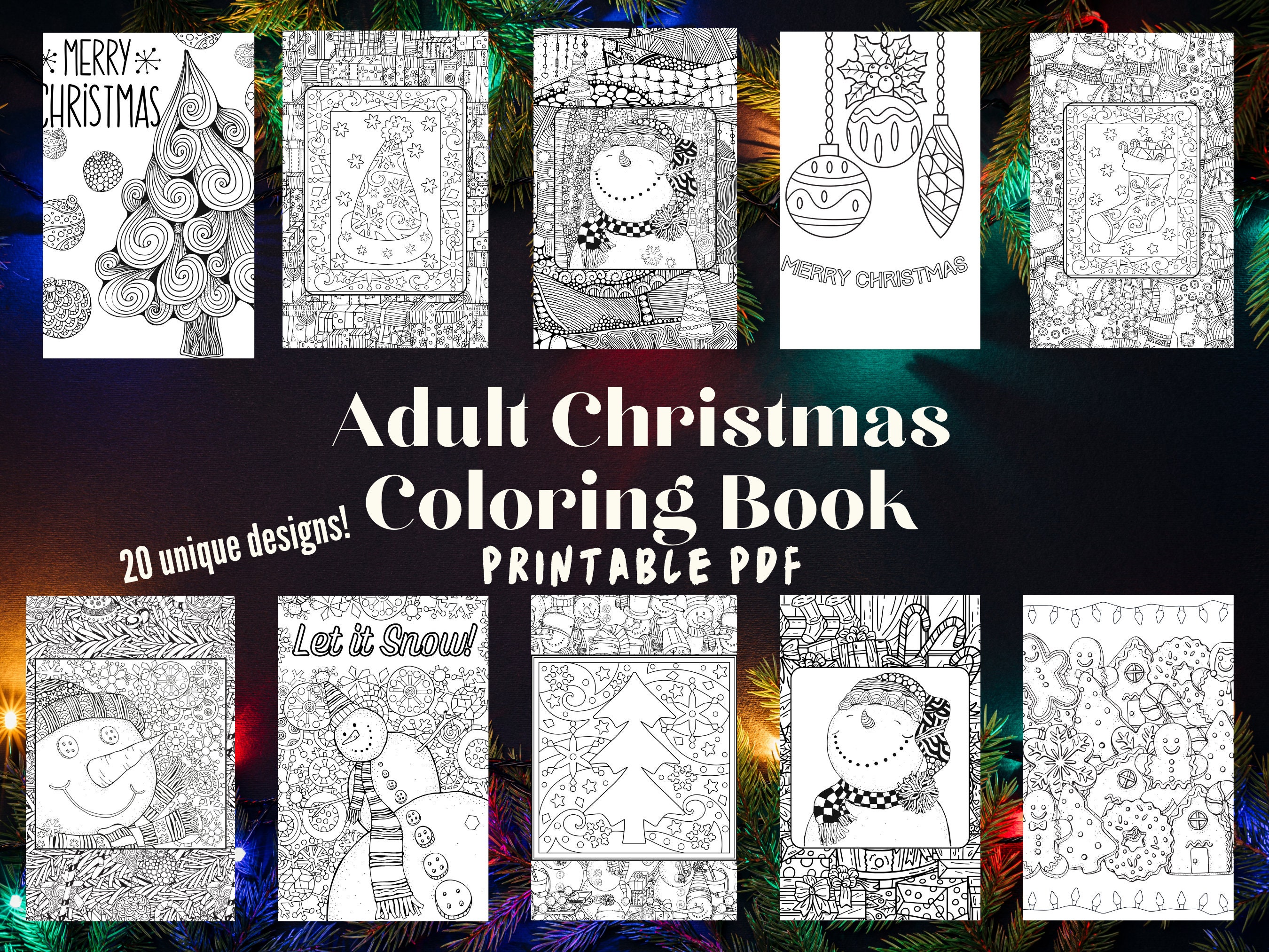 Christmas Adult Coloring Sheets Christmas Coloring Pages - Etsy