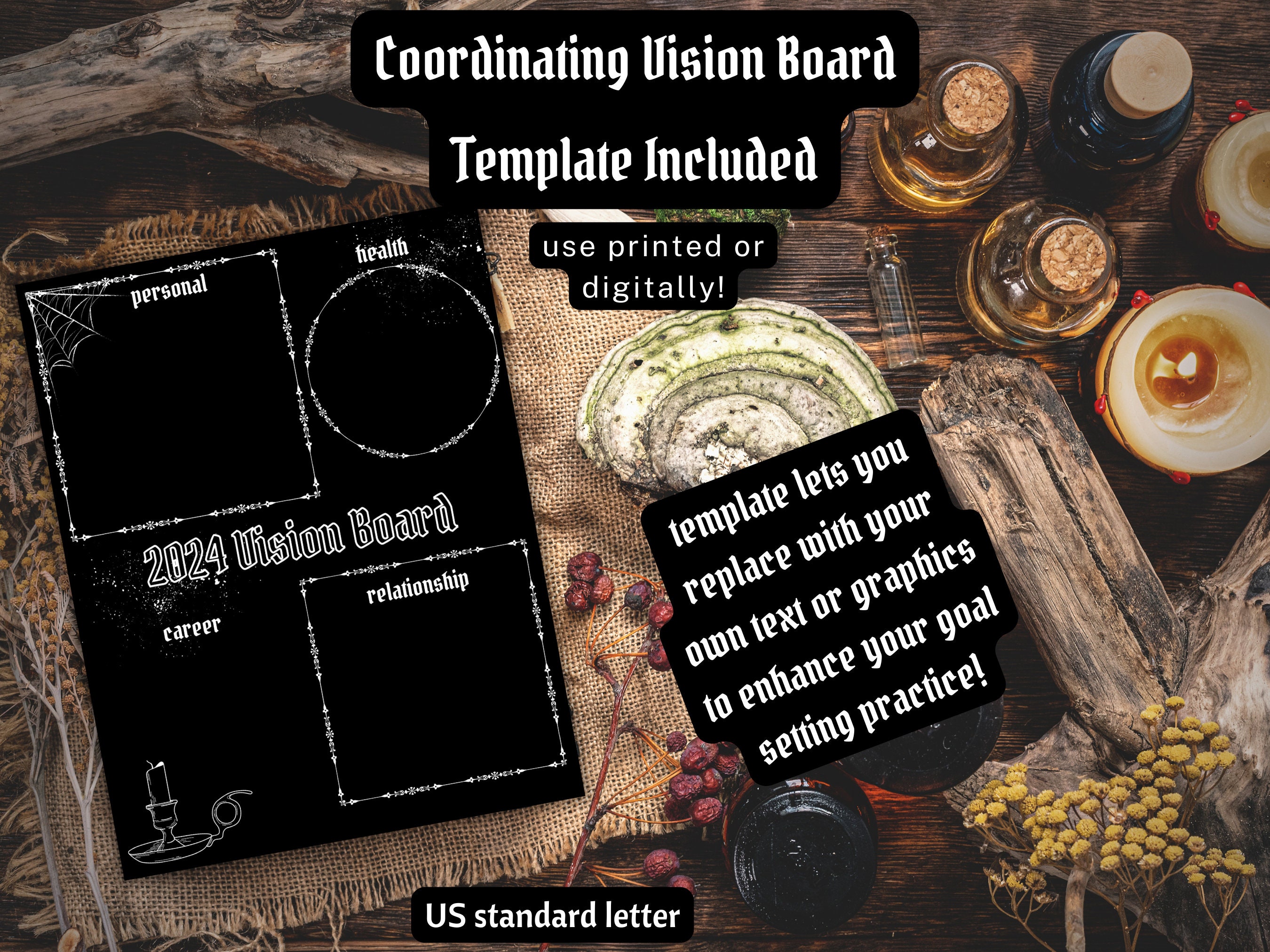 Goth Vision Board, Gothic Affirmation Cards, Printable Affirmations, Digital Affirmations, Dark ...