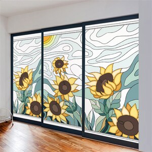 Custom Size Window Film Stained Glass Films Sunflower Frosted Static ...