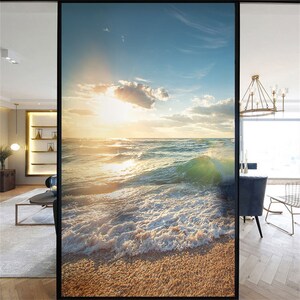 Ocean Frosted Window Film Window Privacy Film,tropical Sandy Beach at ...