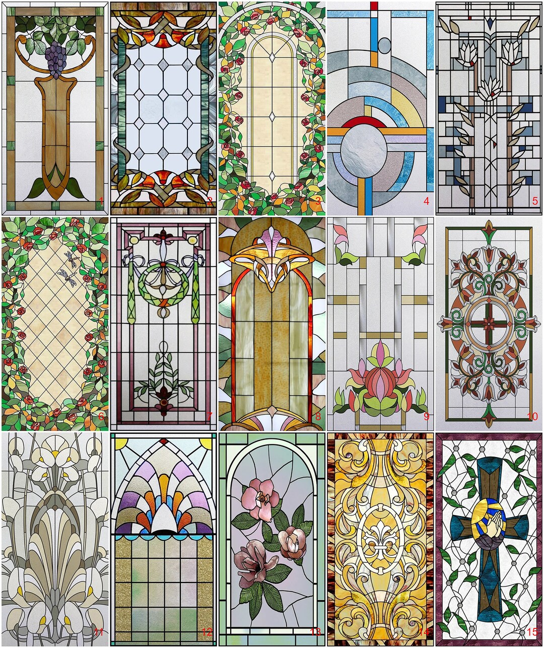 Custom Size Frosted Stained Glass Window Films Static Cling Privacy ...