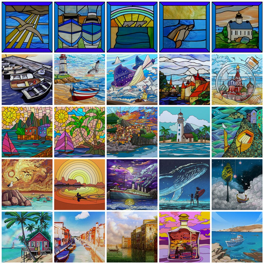 Custom Size Window Film Frosted Stained Glass Films,customized Ocean ...