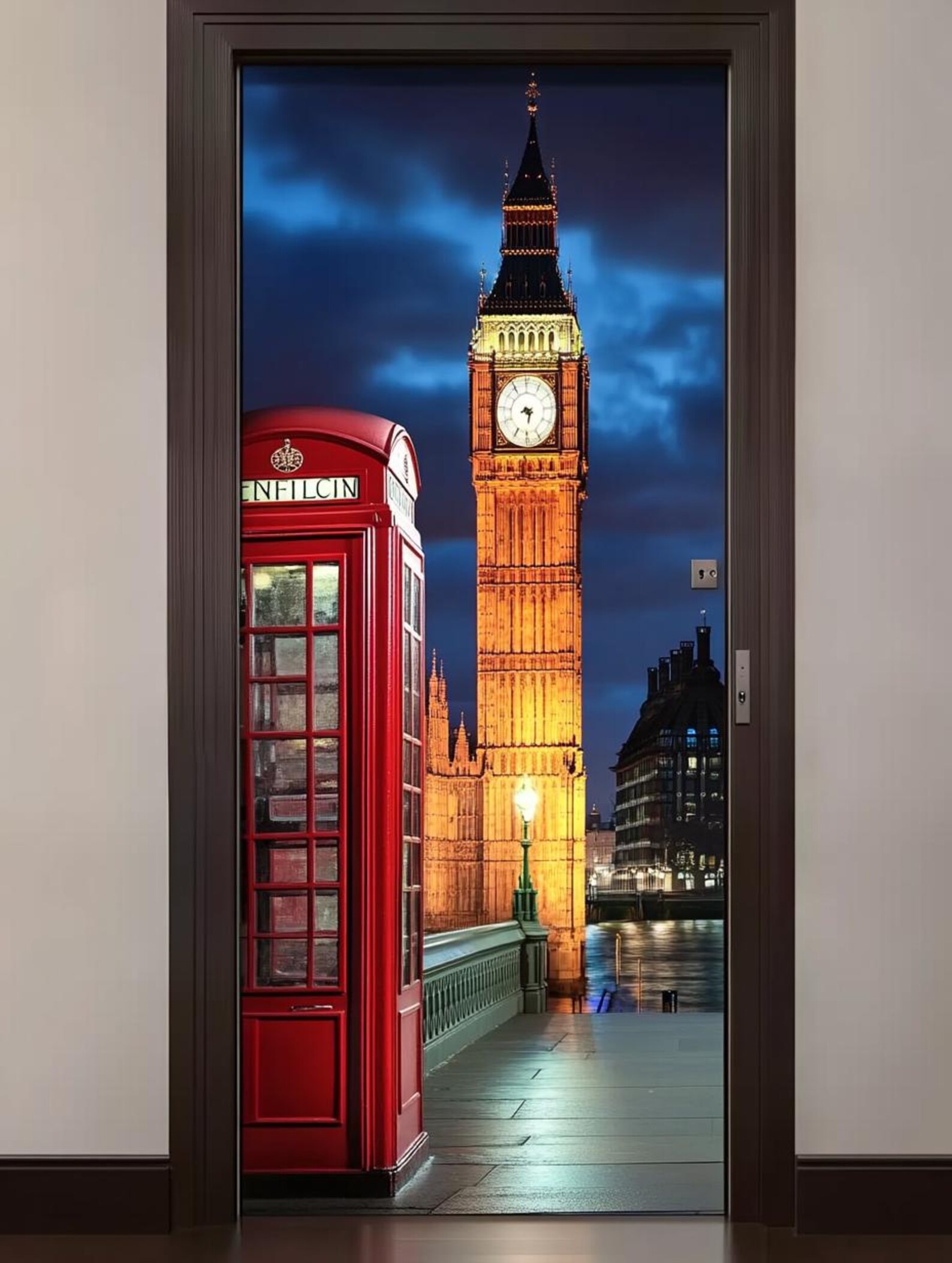 Custom Size Iconic Red Telephone Booth Door Decal Peel and Stick ...