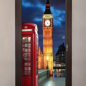 Custom Size Iconic Red Telephone Booth Door Decal Peel and Stick ...