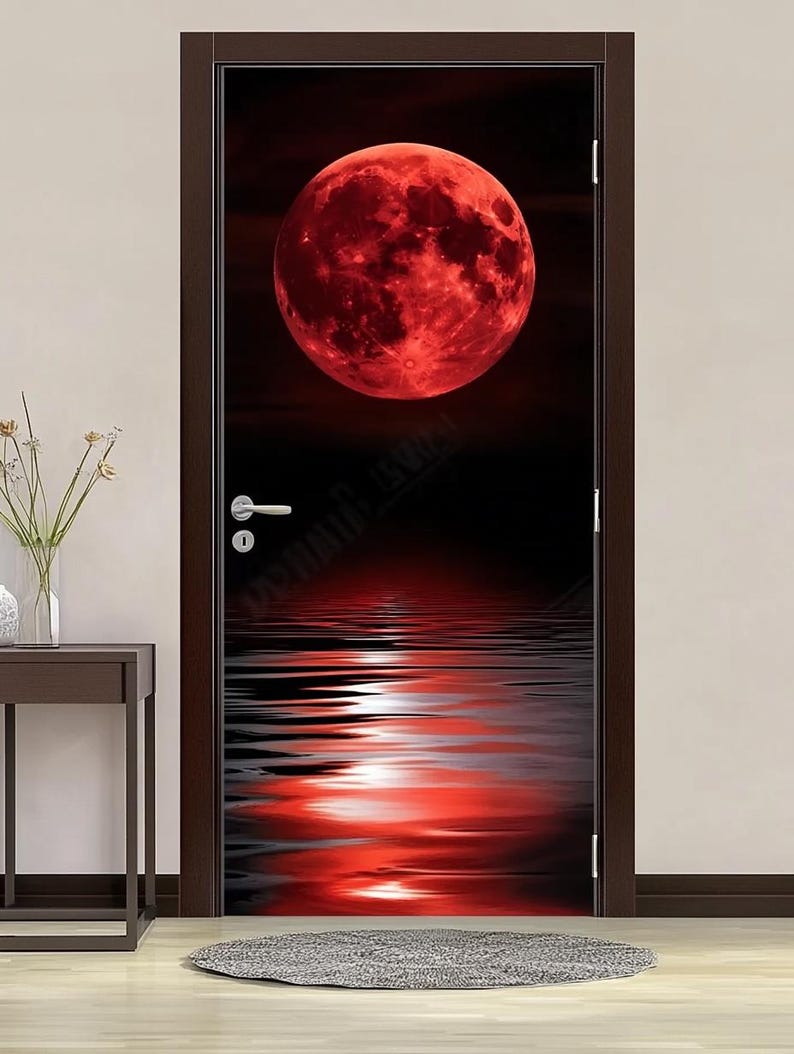 Custom Size Mystical Lunar Reflection Door Cover Self-adhesive ...