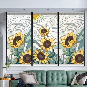 Custom Size Window Film Stained Glass Films Sunflower Frosted Static ...