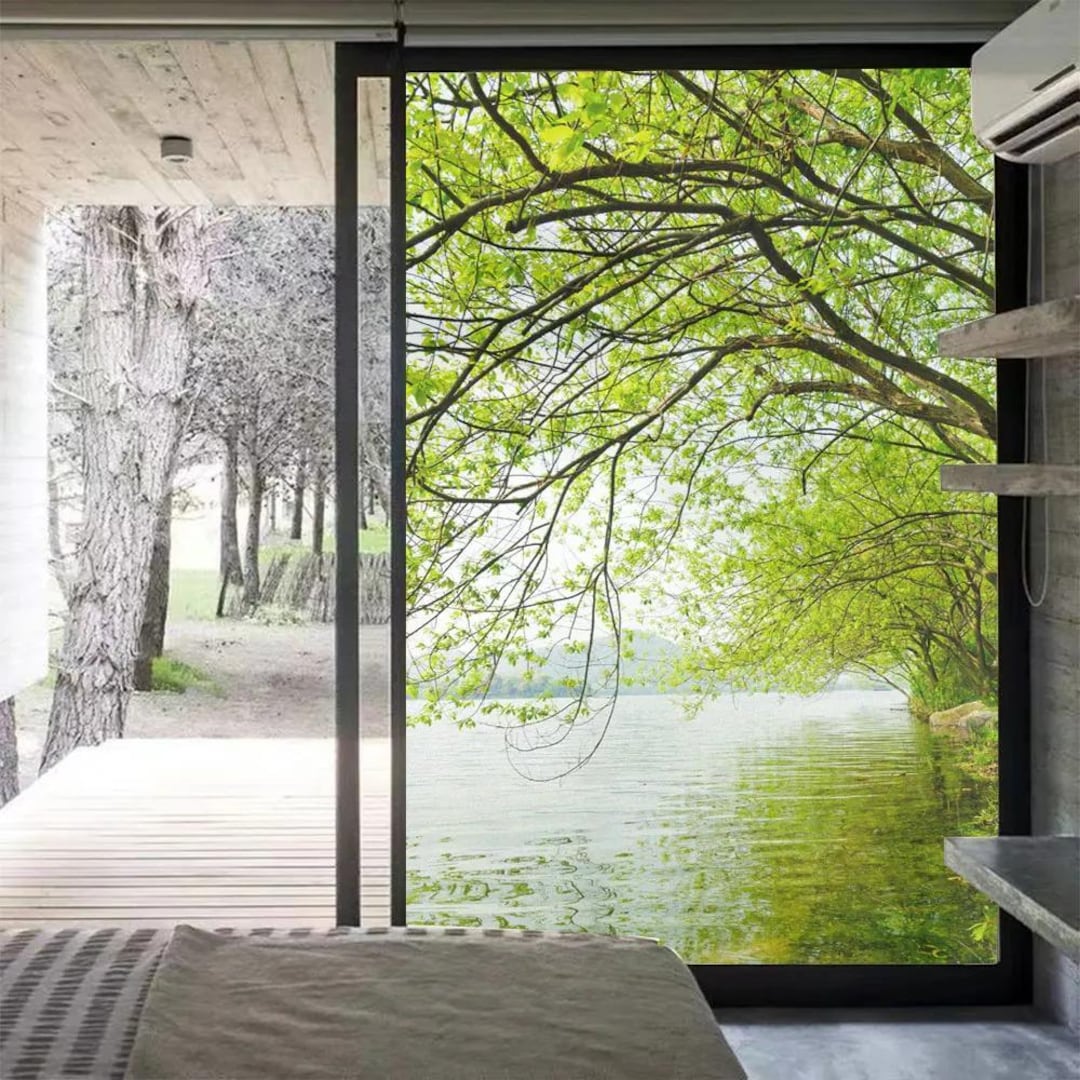 Custom Size Lakeside View Window Film Privacy Frosted Non-glue Static ...