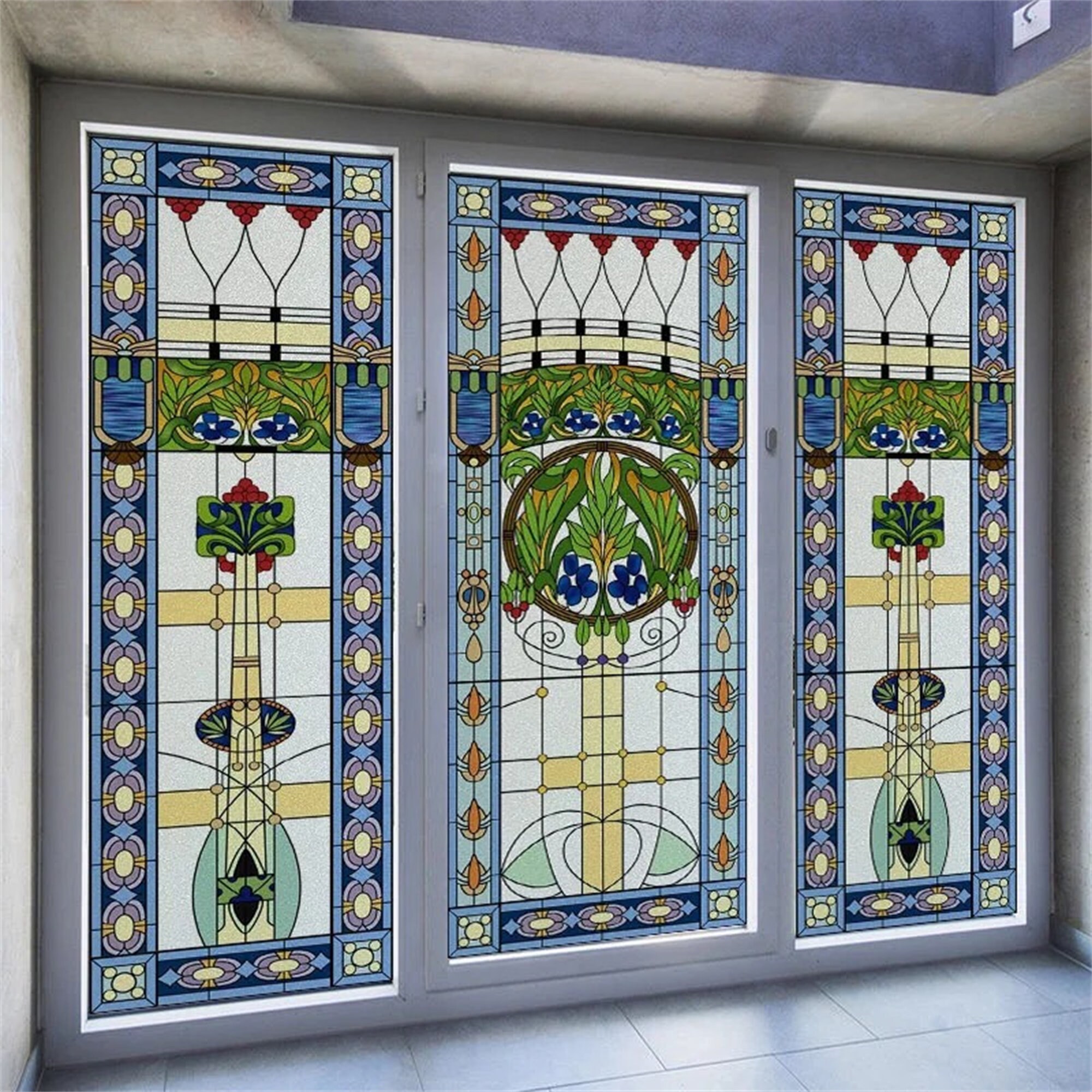 Custom-sized Frosted Stained Glass Window Films - Privacy Static Cling ...