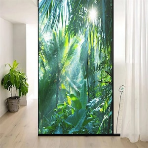 Custom-sized Tropical Rainforest Pattern Window Film - Frosted Glass ...