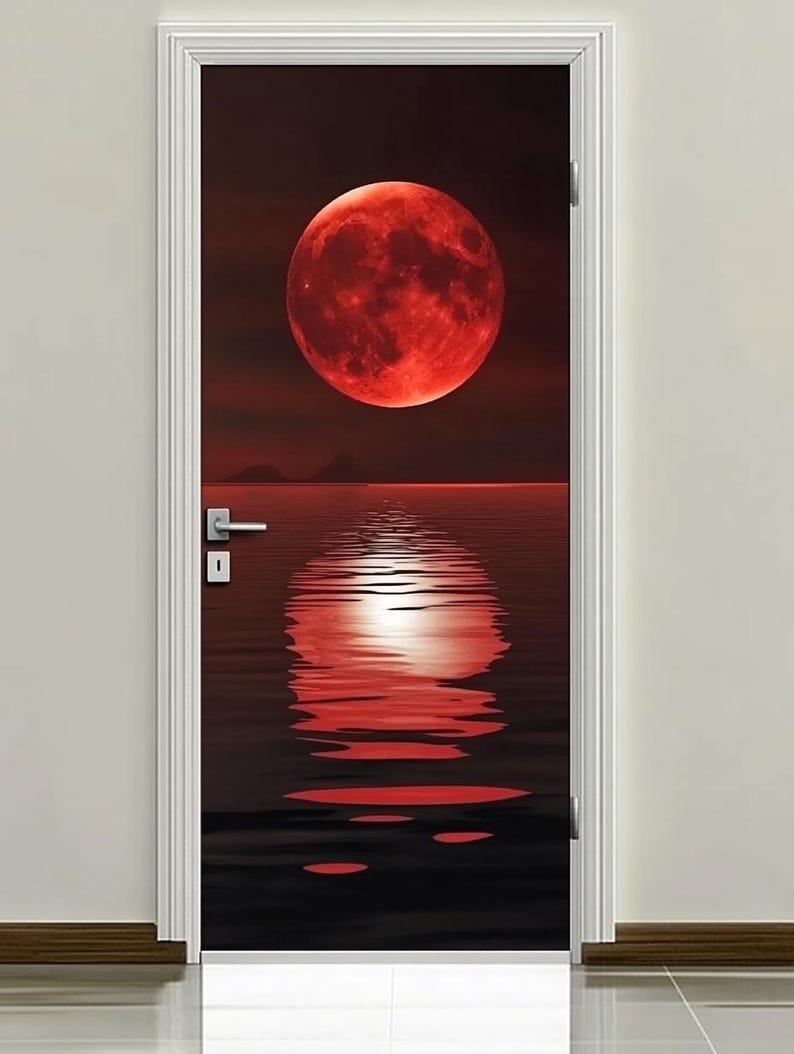 Custom Size Mystical Lunar Reflection Door Cover Self-adhesive ...