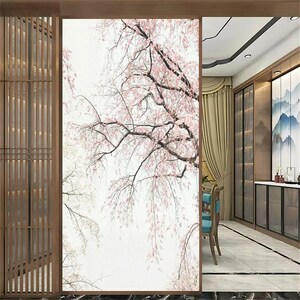 Custom Size Flowering Branch Pattern Privacy Glass Window Frosted Film ...