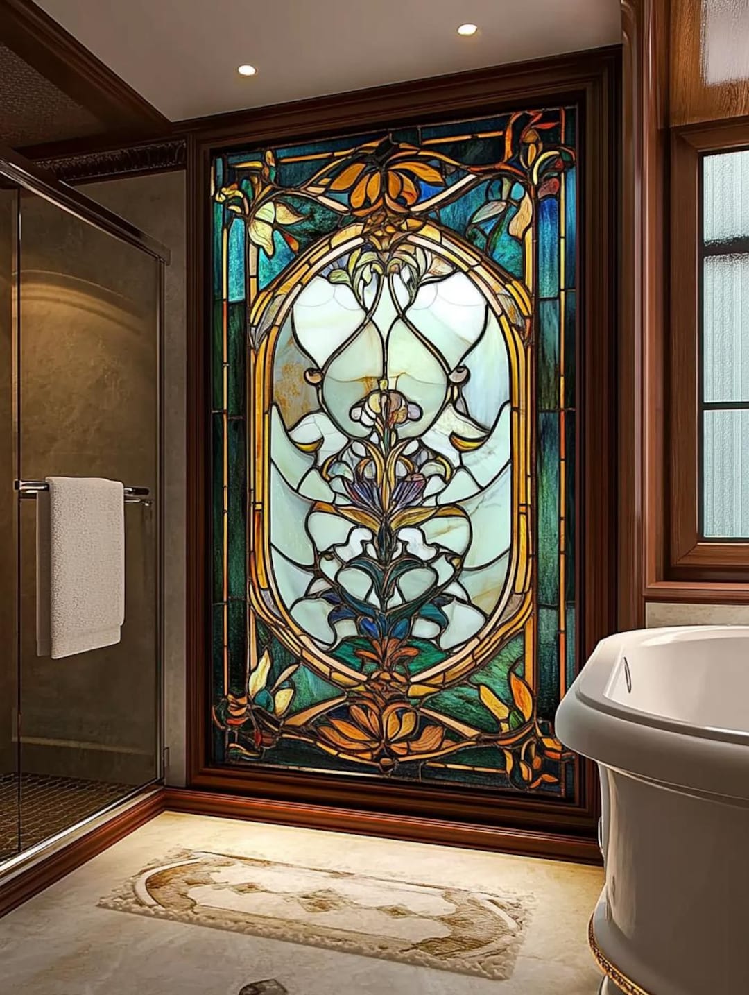 Custom Size Classic Art Nouveau Stained Glass Window Film Decorative ...