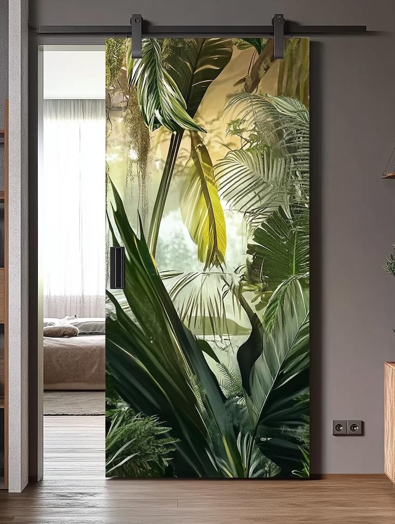 Custom Size Tropical Leaf Waterproof Door Sticker Self-adhesive Nature ...