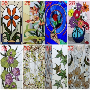Window Film Stained Glass Stickers,custom Size Static Cling Rose,flower ...