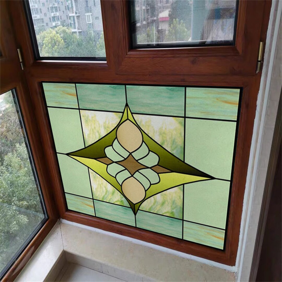 Customized Vintage Colorful Window Film Frosted Privacy Static Cling ...