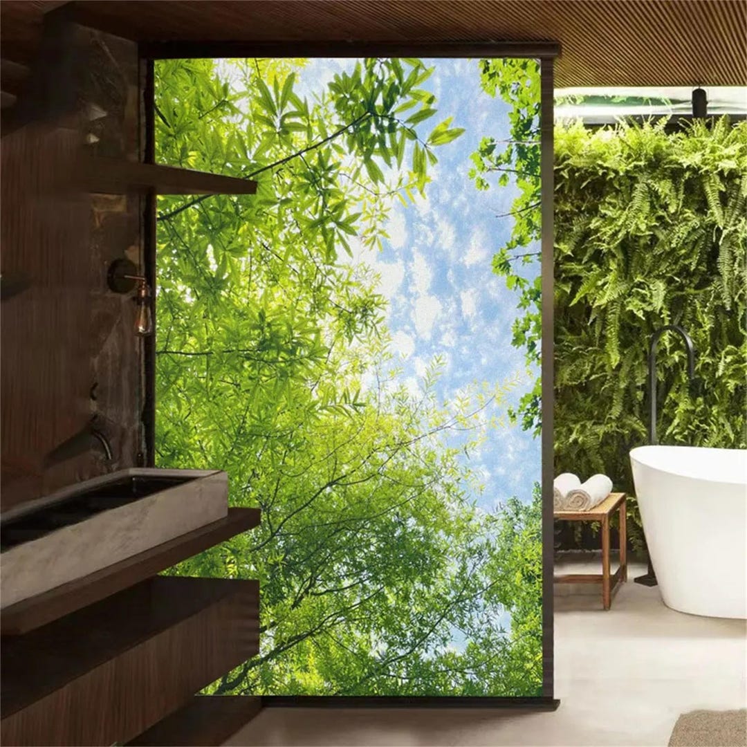 Custom Size Tree Leaf Pattern Privacy Window Film Frosted Glass Door ...