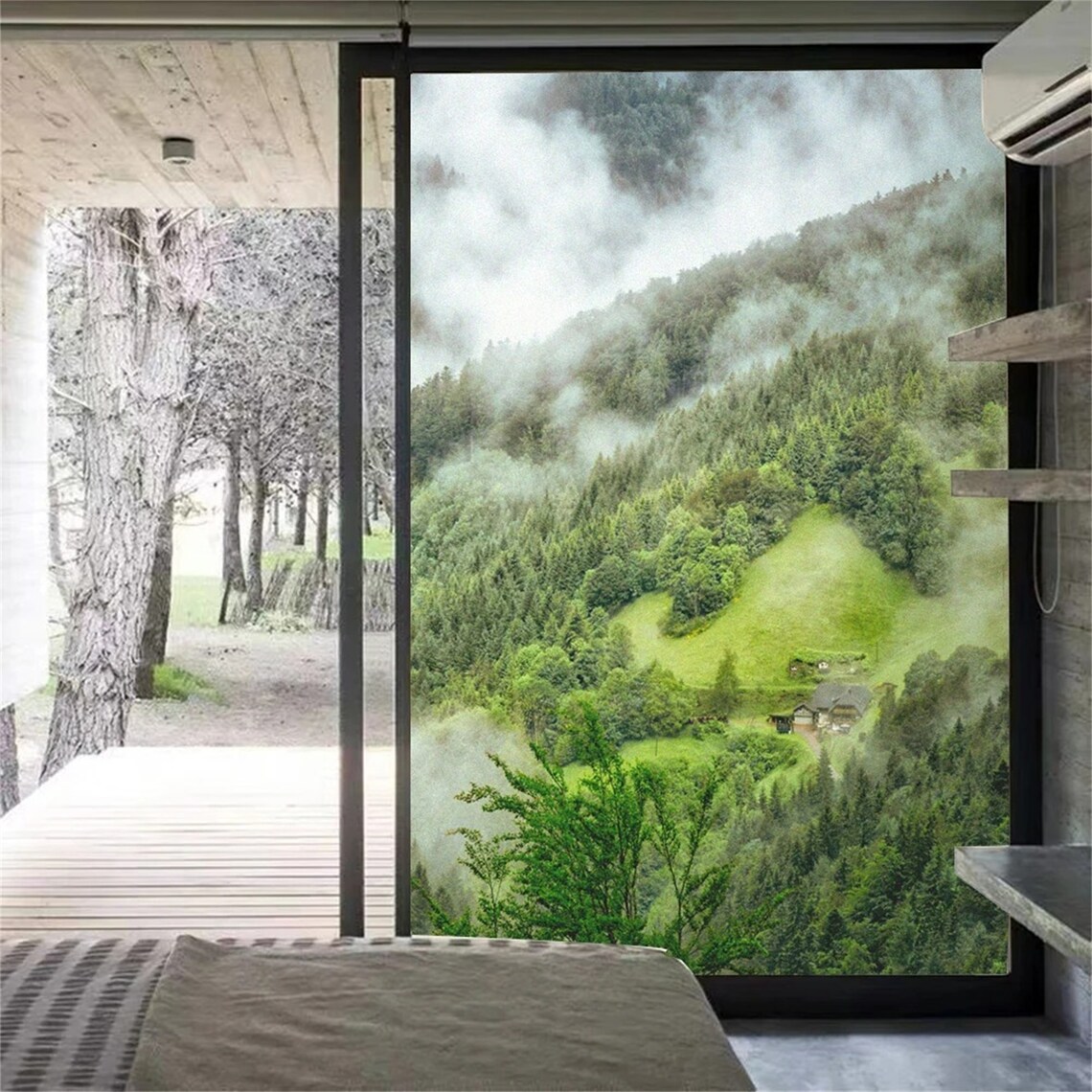 Custom Size Fog Forest Pattern Privacy Window Film Frosted Sliding Door ...