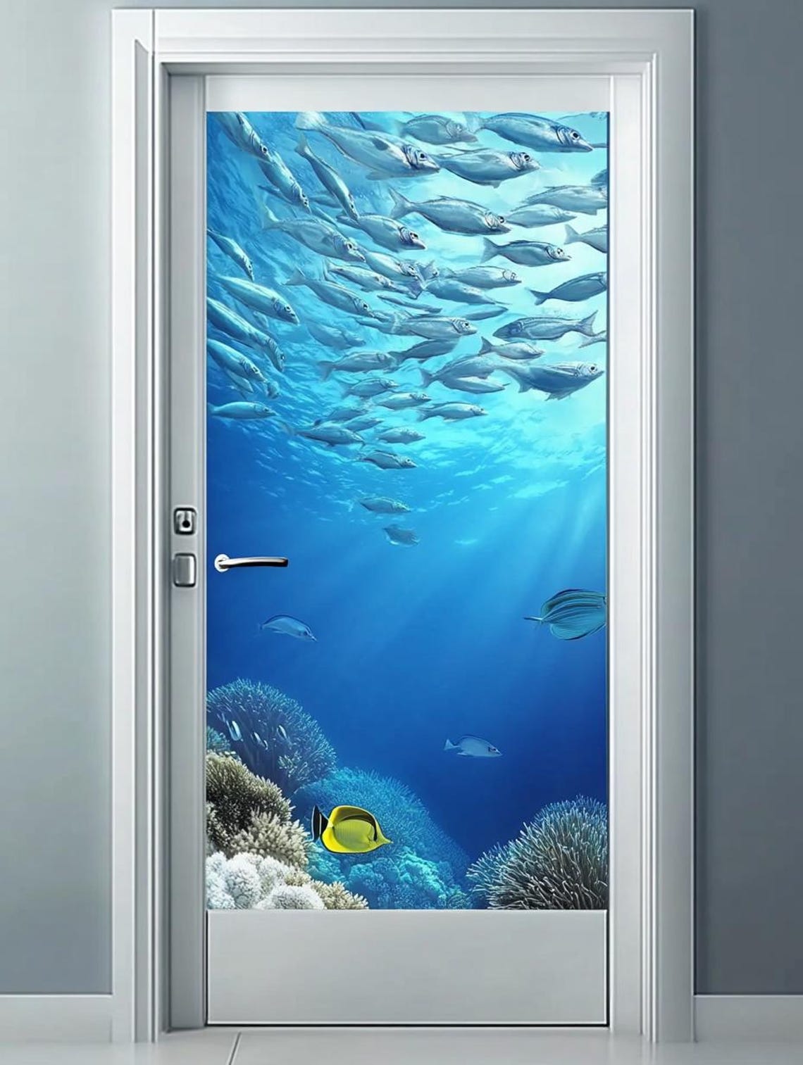 Custom Size Underwater Ocean-themed Door Sticker With 3D Fish Design ...
