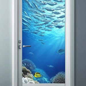 Custom Size Underwater Ocean-themed Door Sticker With 3D Fish Design ...
