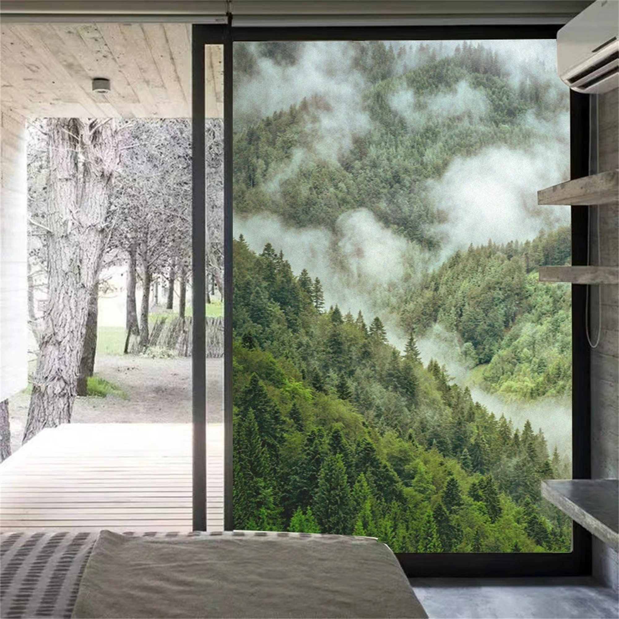 Custom Size Fog Forest Pattern Privacy Window Film Frosted Sliding Door ...