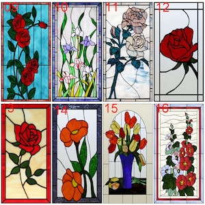 Window Film Stained Glass Stickers,custom Size Static Cling Rose,flower ...