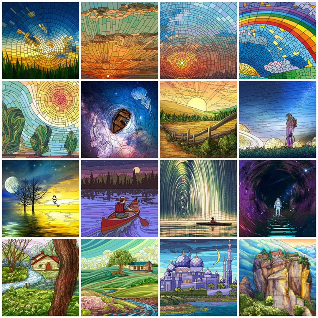 Window Film Frosted Stained Glass Films, Scenery Sun Starry Sky Static ...