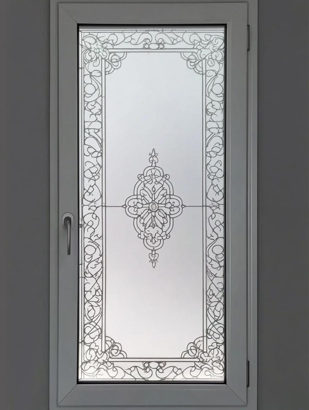 Custom Size Classic Intricate Border Frosted Window Film Privacy Vinyl ...