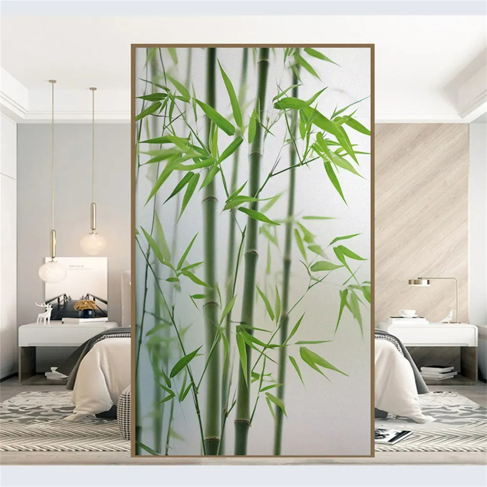 Custom-sized Elegant Bamboo Static Cling Window Film - Frosted Glass ...