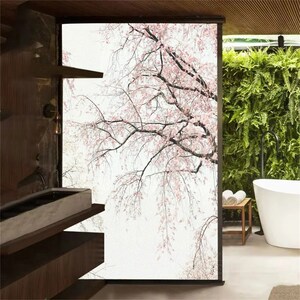 Custom Size Flowering Branch Pattern Privacy Glass Window Frosted Film ...