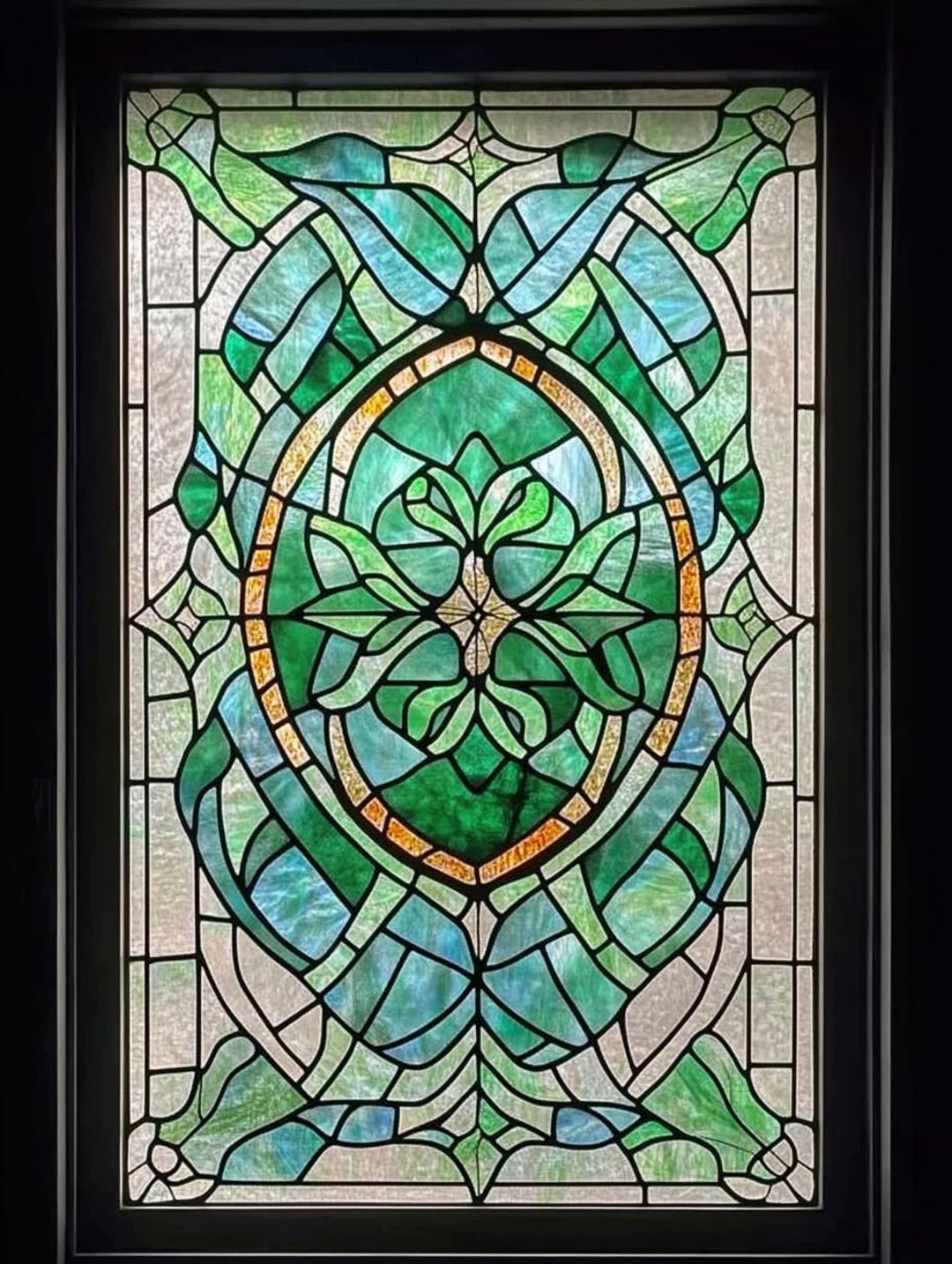 Custom Size Leaf and Floral Stained Glass Window Cling Privacy Window ...
