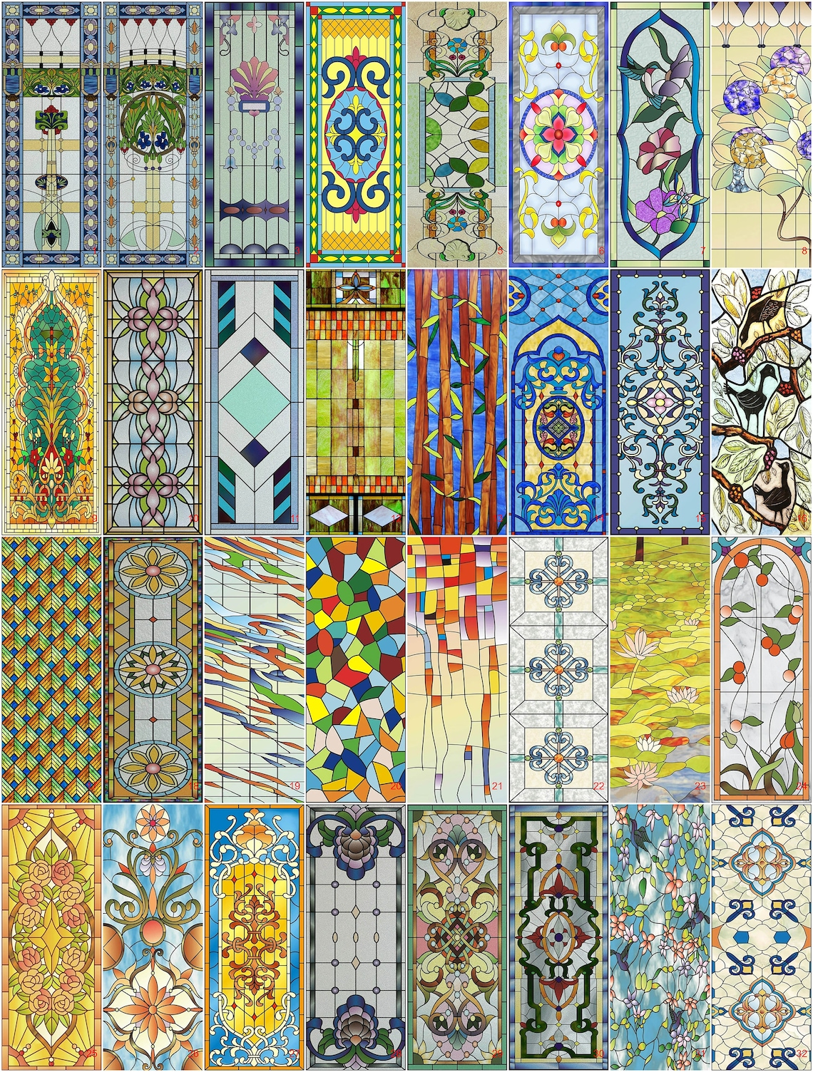 Custom-sized Frosted Stained Glass Window Films - Privacy Static Cling ...