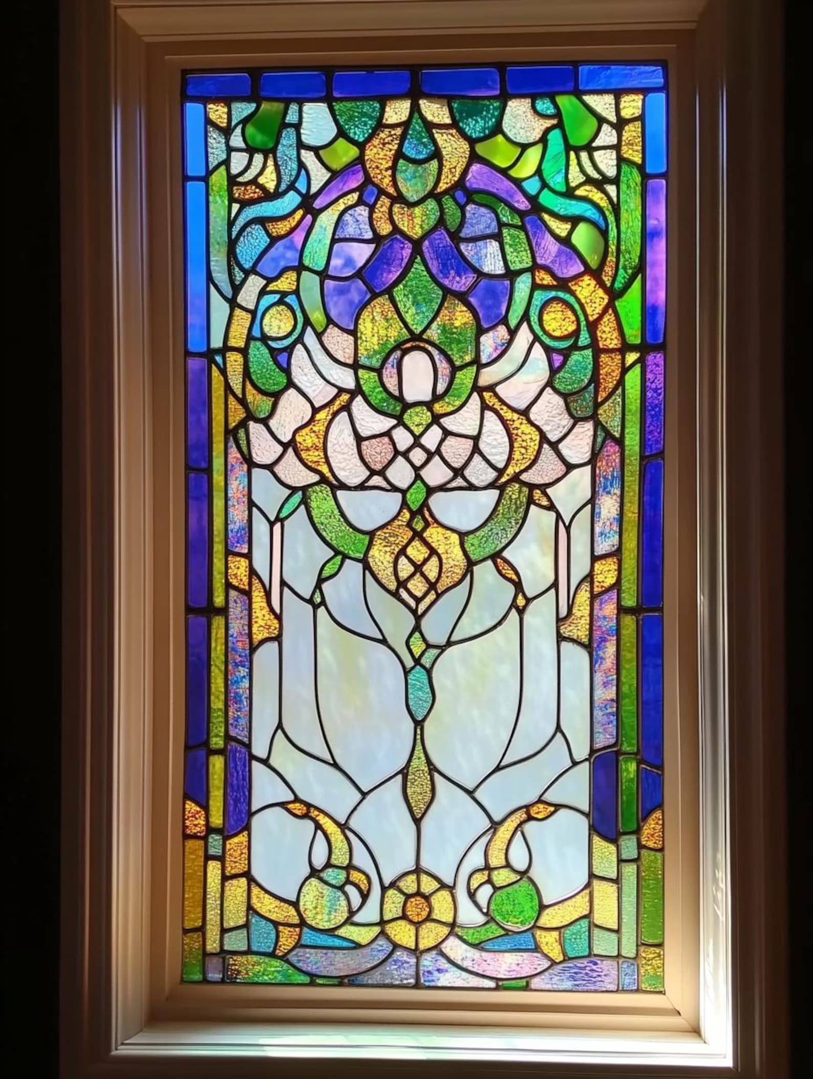 Custom Size Decorative Floral Stained Glass Window Film Purple and ...