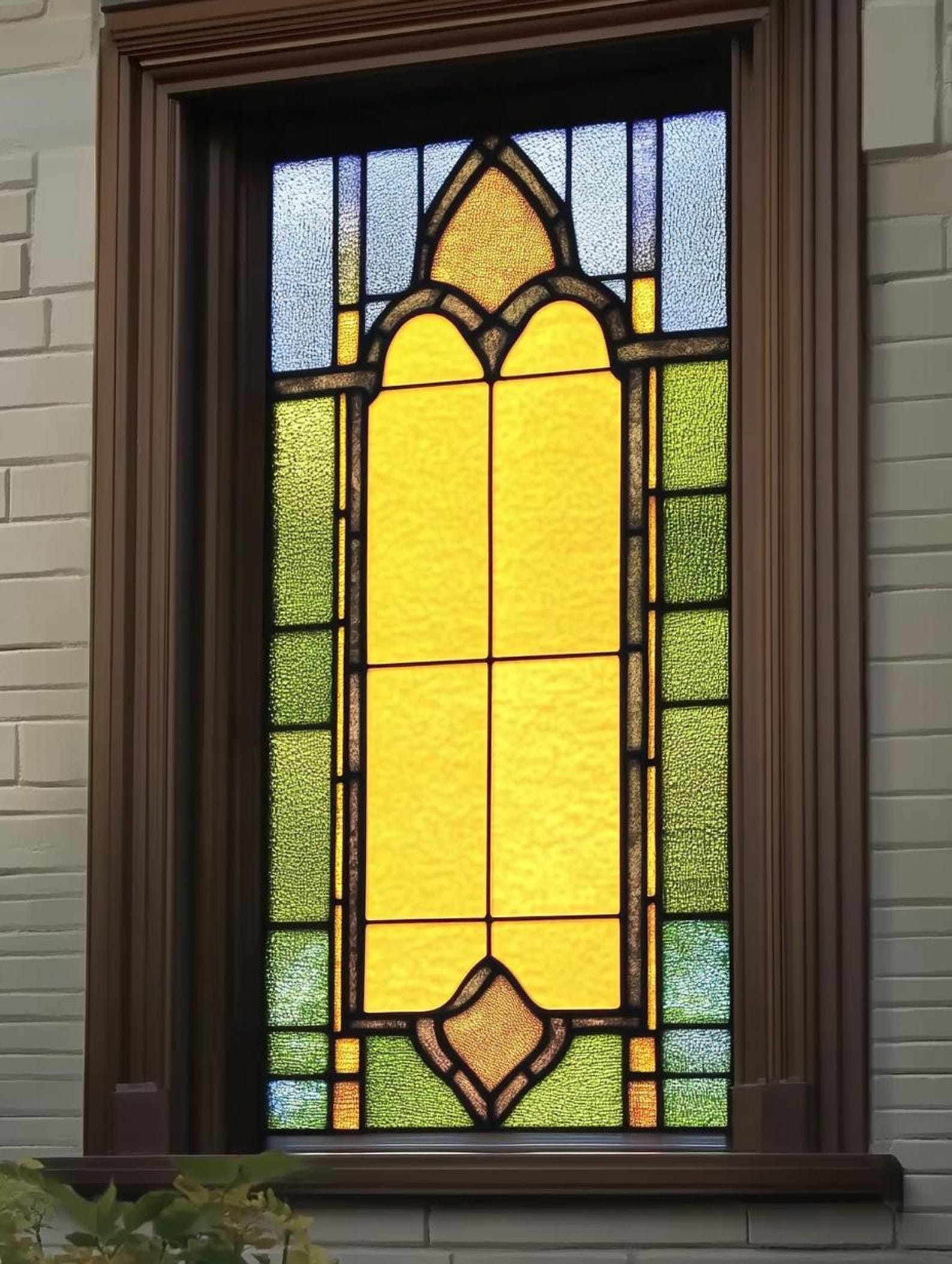 Custom Size Classic Gothic Stained Glass Window Film Elegant Amber ...