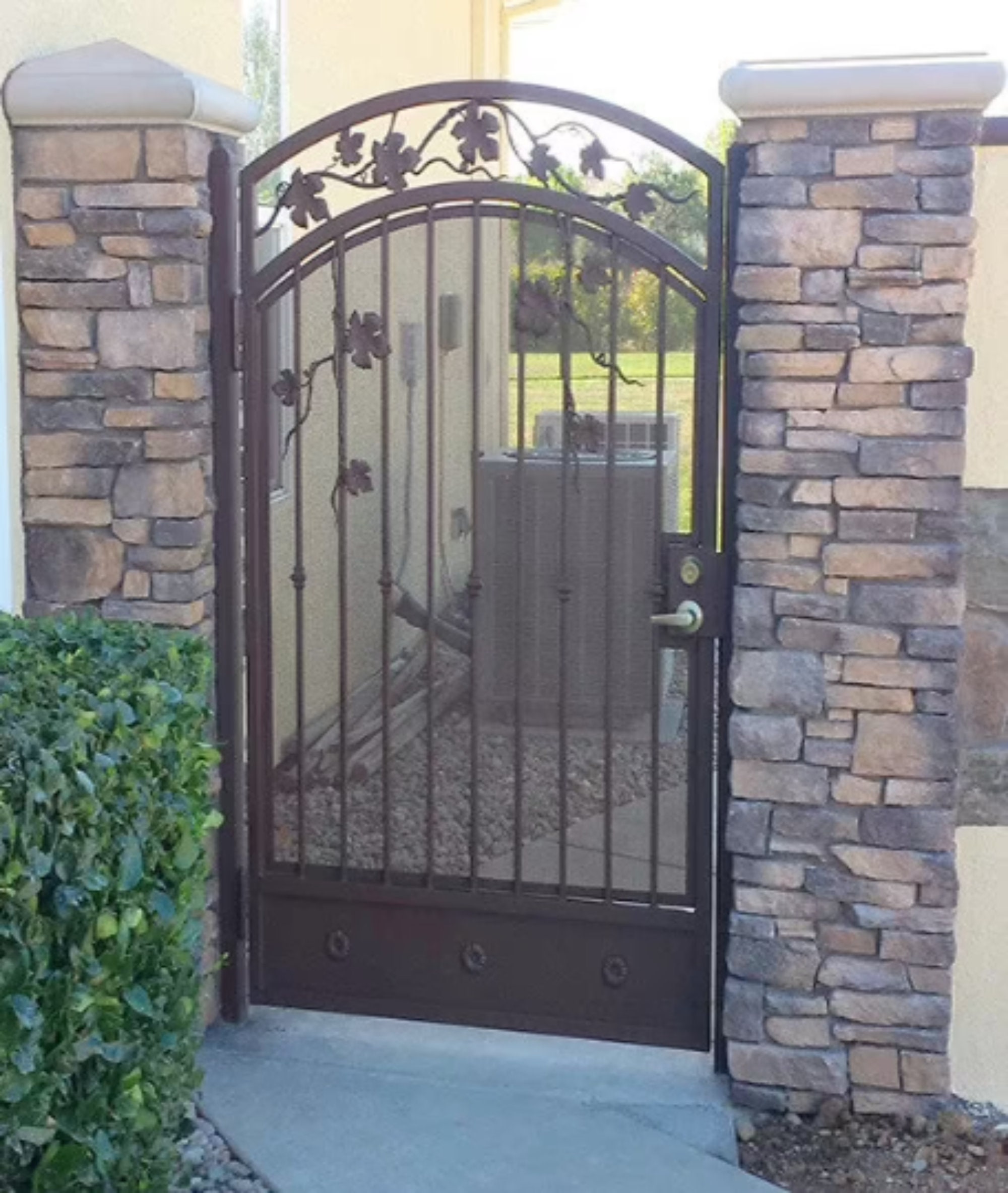 Modern Fence And Arch Leaves Metal Side Walk Gate Custom Fabrication