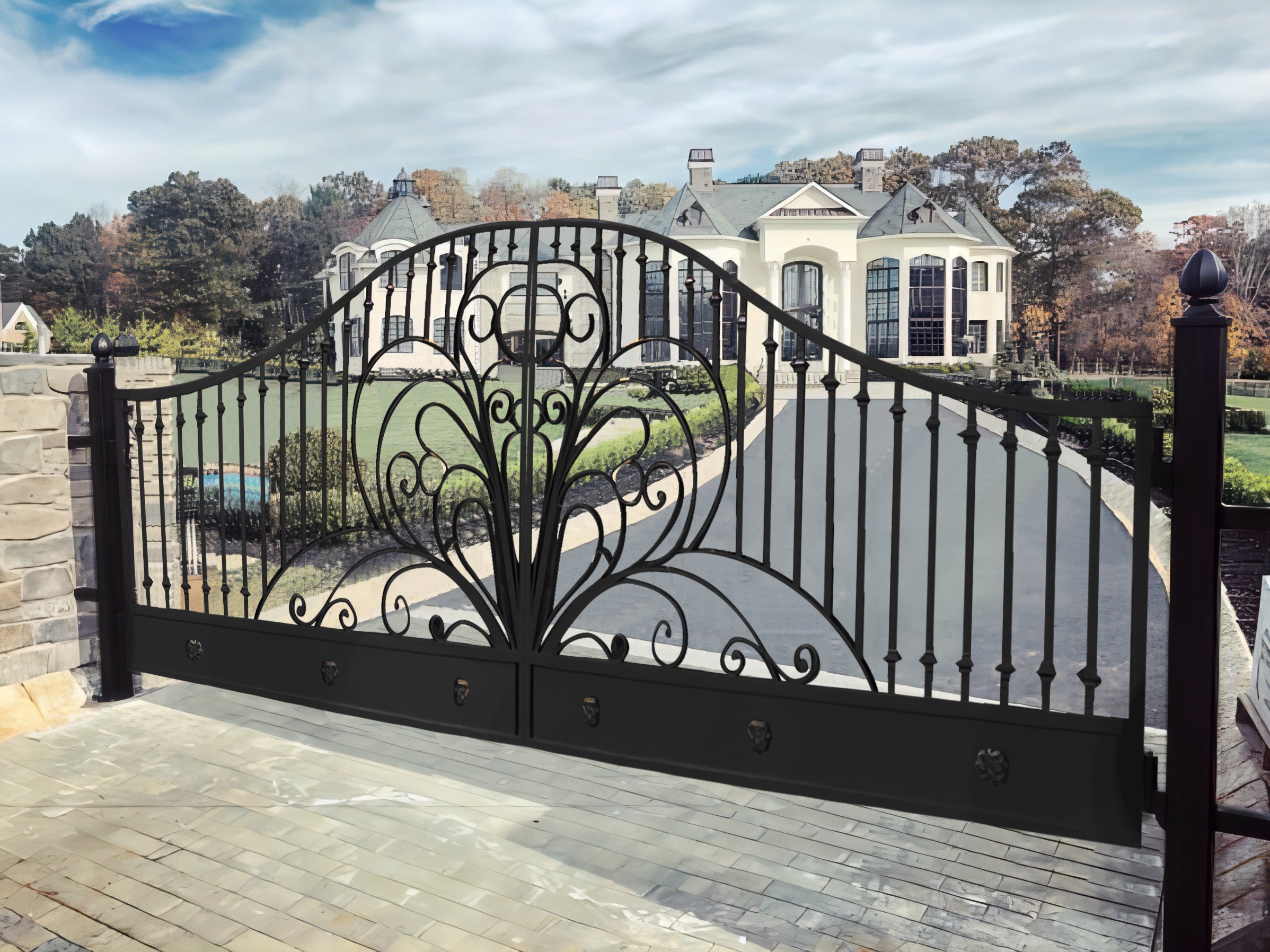 Modern & Stylish Symmetrical Doodle Design Driveway Gate - Etsy